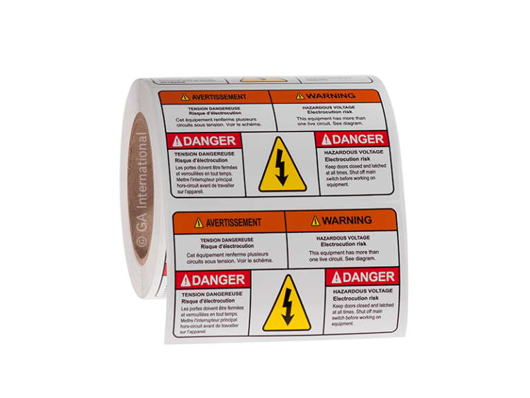 "Hazardous Voltage" Warning Label - 5" x 2.9375" #ZEL-001-0.5 - IndustriTAG